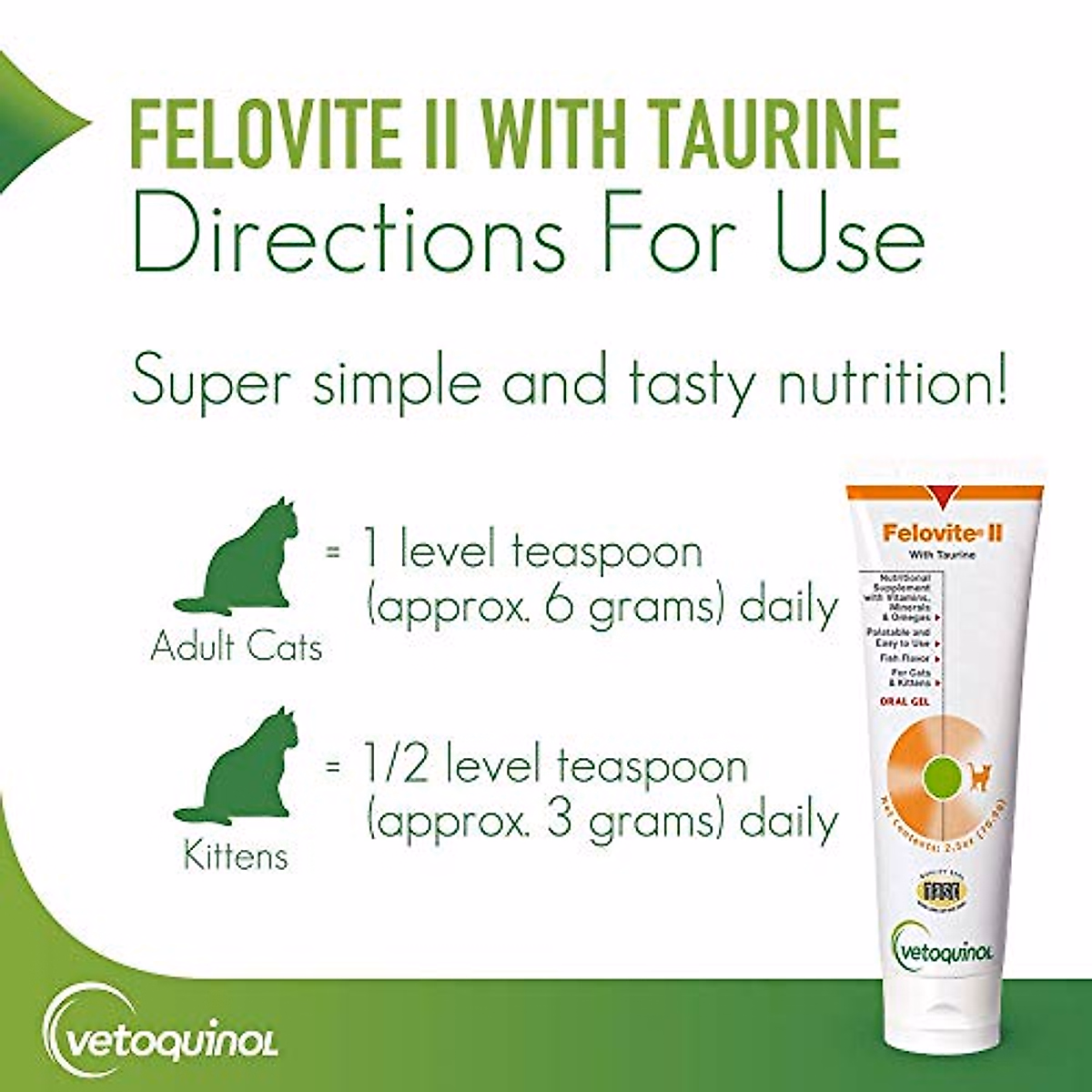 Vetoquinol Felovite II Oral Gel Vitamin & Mineral Cat Supplement with Taurine, 2.5oz