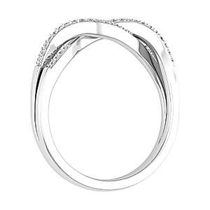 10K White Gold Diamond Twisted Wedding Band Ring (0.13 Carat) (Ring Size 6) (I1-I2 Clarity)