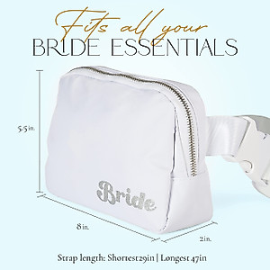 Newlywoo White Nylon Polyester Water Resistant Zipper Waist Pack for Brides