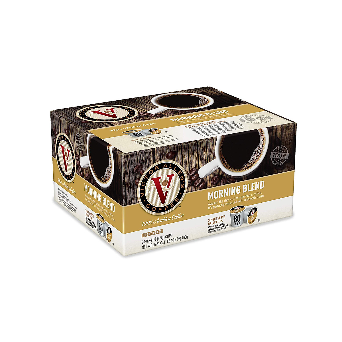 Victor Allen's Coffee Morning Blend and Decaf Donut Shop Blend Single Serve Coffee Pods for Keurig Brewers