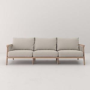 Acanva Modern Outdoor Patio Sofa, Light Khaki, Couch
