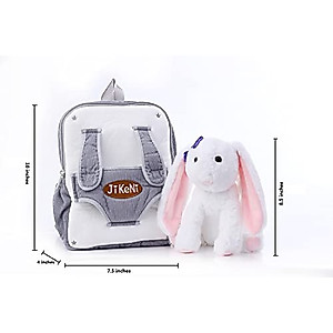 JiKeNi children's backpack, rabbit toy, boy and girl backpack, plush bag rabbit soft doll 10 inches (white)