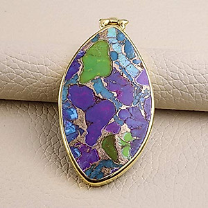 Kingman Turquoise Sterling Silver Pendant Gold Plated Over Sterling Silver Pendant Green Purple Copper Turquoise Gold Pendant Turquoise Gold vermeil Statement Pendant (1 Micron GLOD Plated)