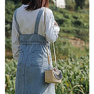 Small Pet Carrier Bag Hamster Carrier Bag with Long Detachable Shoulder Strap, Light Coffee Color Straw Mesh Breathable Portable Outgoing Bag for Hamster Hedgehog Sugar Glider Squirrel Gerbil