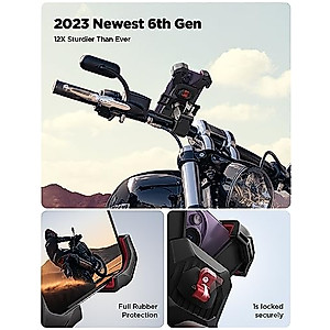 JOYROOM Motorcycle Phone Mount, [1s Auto Lock][100mph Military Anti-Shake] Phone Holder for Bicycle, [10s Quick Install] for Handlebar Mount, Compatible with iPhone 15 Pro, Samsung, All Cell Phone