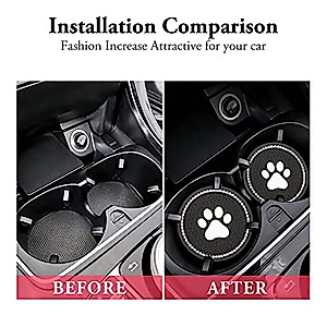 JIMAT Bling 2 Pack PAW Car Coasters for Cup Holders in Holder Set Accesories Crystal Vehicle Interior Accessories Mats Women Lady Girl 2.75in Diameter (Black) (JM-8698)