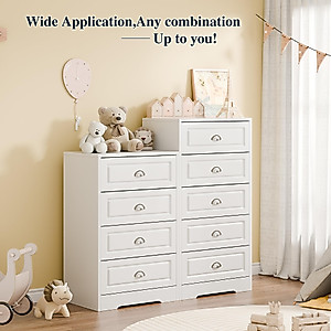 SUNLEI 4 Drawer Vertical Dresser, Tall White Dresser, Trapezoidal Design with Handle-Drawer Chest for Ample Storage, Chest of Drawers for Bedroom, Entryway, Living Room, Hallway (White, 4 Drawer)