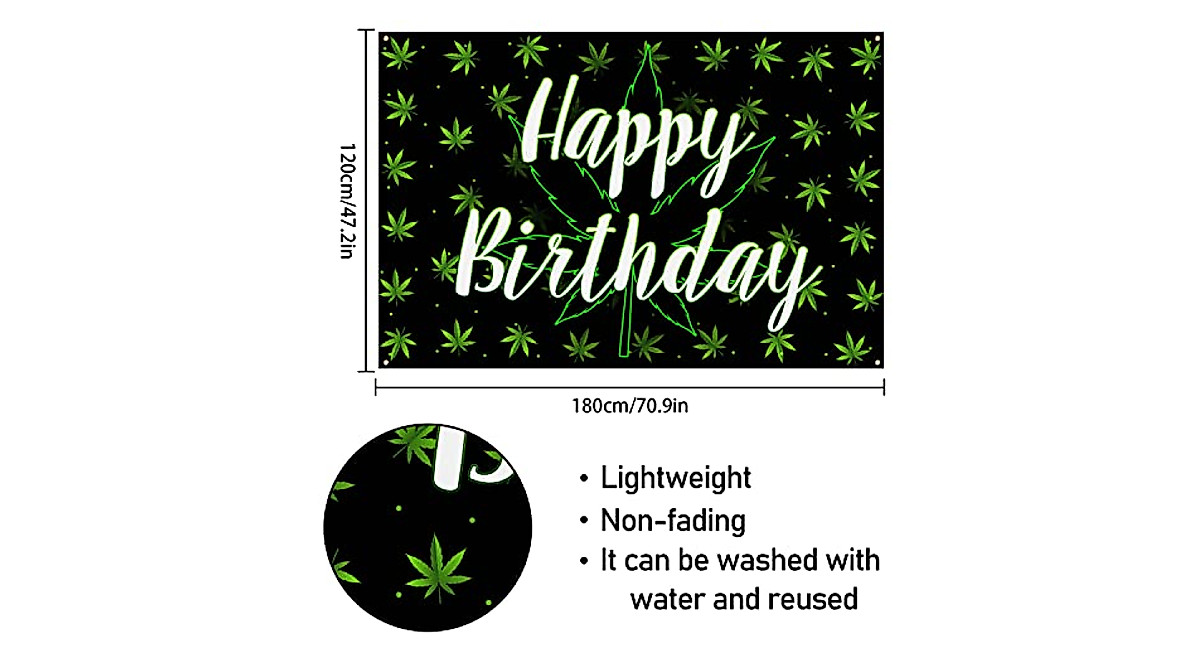 Weed Leaves Birthday Backdrop – Festive Party Decor