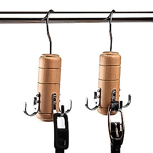 SUNTRADE Wooden Belt Tie Rack Scarf Hanger for Closet，for Belts Tie Scarves Tank Top and Jewelry (1, 4 Hooks)