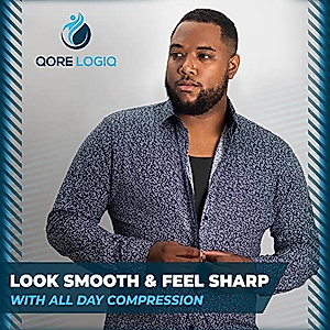 QORE LOGIQ Gynecomastia Black Compression Shirts for Men, Tank Top Body Shaper, Fajas para Hombres, Mens Slimming Undershirt Belly Shirt Sleeveless L