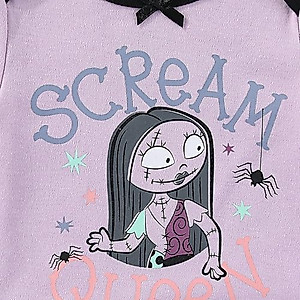 Disney Nightmare Before Christmas Sally and Jack Girls’ 3 Pack Bodysuit for Newborn and Infant – Purple/Grey/Black