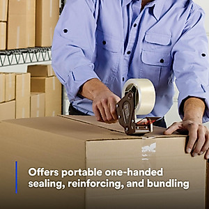 Scotch - 21200190087 H180 Industrial Packing Tape Dispenser for 2" Tape – Lightweight and Portable for Commercial Packaging, Shipping, Moving, Carton and Box Sealing, Gray (19008)