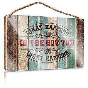 Funny Home Decor For Door What Happens In The Hot Tub Stays In The Hot Tub Wooden Sign My Way Sign Wooden Hanging (Color : Colour, Size : 20X30CM)