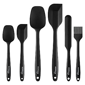 NileHome Silicone Spatula Set 6 Pieces Food Grade Kitchen Utensils with Silicone Brush Heat Resistant BPA-free Rubber Spatula for Scraping, Baking, Cooking, Mixing