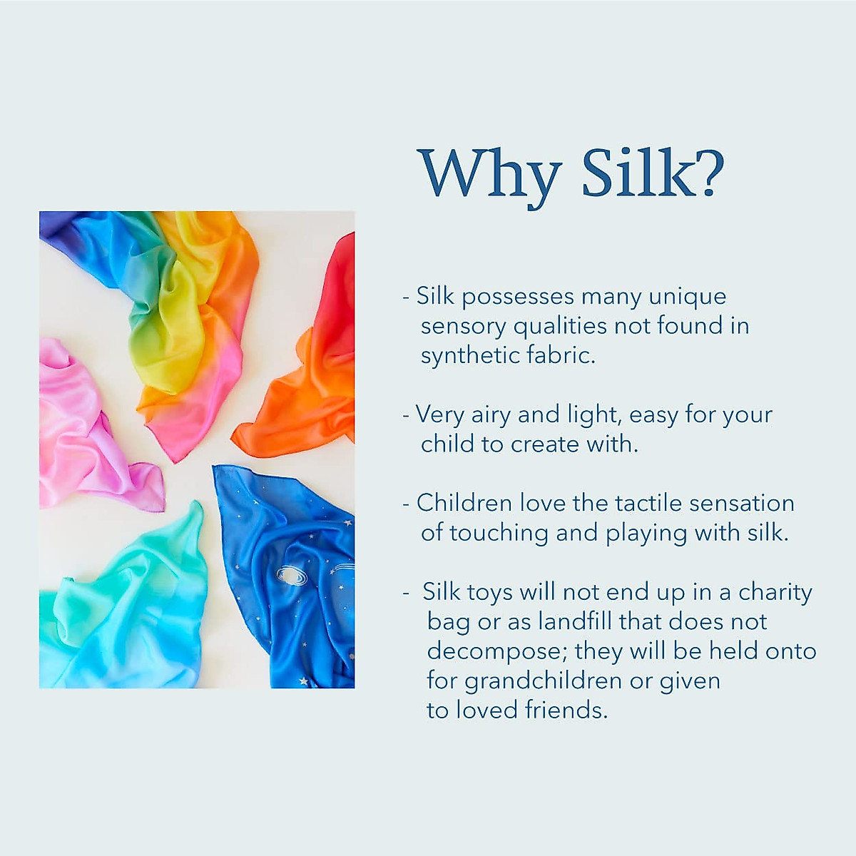Sarah's Silks Enchanted Playsilk, 100% Silk Scarves for Kids and Toddlers, Sensory Toys | Bright Square Scarves, Montessori Waldorf Toys for Imaginative and Pretend Play - Sea
