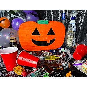 Halloween Pumpkin Piñata with stick 17"x10" Perfect for Halloween Party Decorations, Photo Prop, October Birthday, Funny and Spooky - Fits candy/favors: by Get a piñata