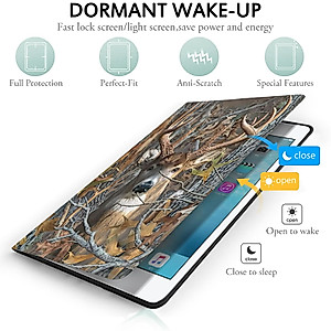 Camo Buck Deer Case iPad 10.2 Case, Ipad 7th/8th/9th Generation Case Premium Pu Leather Stand Cover Case,Protective Shockproof Cover Auto Sleep Wake