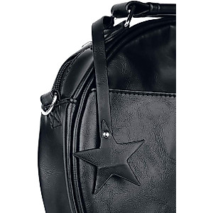 Lost Queen Pentagram Handbag Round - Gothic Crossbody Purse - Black Faux Leather Bag