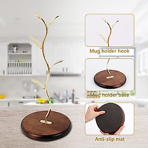 HoroM Gold Coffee Mug Tree for Counter, Coffee Mug Holder Stand, Mug Rack Countertop