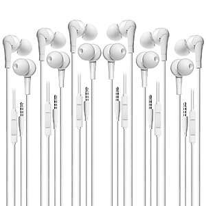 VddSmm Wired Earbuds 6 Pack Earbuds Earphones with Microphone Earbuds Wired Stereo in-Ear Headphones Compatible with iPhone and Android Smartphones iPad MP3 Fits All 3.5mm Interface Devices