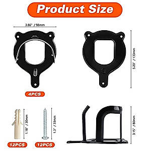 jeonan 4 Pack Horse Bridle Rack Black Bridle Bracket Metal Bridle Hook Wall Mounted Halter Hanger with Mounting Screws and Expansion Pins for Horse Barn Supplies