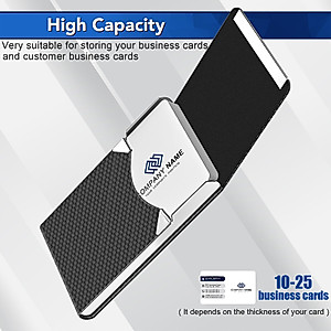 Business Card Holder, Metal Business Card Case Pocket, Card Holder for Women & Men, Professional PU Leather Business Card Holders RFID Blocking Name Card Holder Case with Magnetic Clasp, Black Carbon