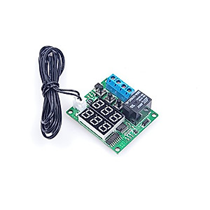 LM YN DC 12V Digital Thermostat Module -58℉ to 257℉ Fahrenheit Temp Display Temperature Controller Board with 20A Relay Waterproof Sensor Probe Dual LED Display Red Red