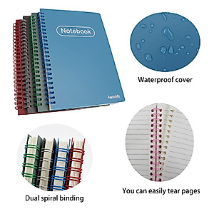 Aacehlh Spiral Notebook Set of 4, A5 College Ruled Lined Journal/Notebook,5.7'' x 8.3'',80 Sheets Per Notebook,Writing Journals for Work, Office & School Supplies. (Blue,Brown,Green,Wine red)