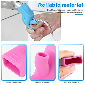 3-Pcs Silicone Faucet Extender for Kids Faucet Extender for Bathroom Sink Easy Hand Washing Bathroom & Kitchen Fun & Safe Toddler Bath Spout Cover Green Blue Pink Children & Babies