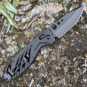 XIPHIAS 4.25" EDC Axis Lock Folding Pocket Knife Tactical Knife with Pocket Clip,Glass Breaker,Seat Belt Cutter Emergency Multitool FK045 (Stainless Steel Blade)