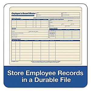 TOPS 3280 Employee Record Master File Jacket, 9 1/2 x 11 3/4, 10 Point Manila (Pack of 20)