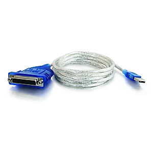 C2G Legrand USB to DB25 Cable, Adapter Convert Cable, 6 Foot USB to Parallel Printer Cable, Printer Adapter Cable, Beige and Blue Printer Adapter, 1 Count, C2G 16899