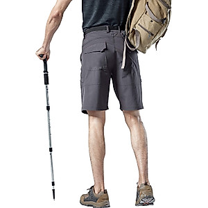 ROXJOURNEY Men's Hiking Shorts Quick Dry Lightweight Outdoor Sports Hiking Shorts Stretch Quick Dry Shorts with Pockets (XX-Large, Gray)