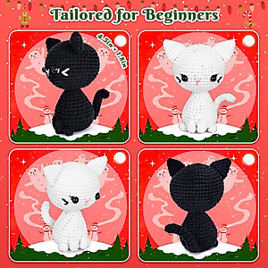 Crochet Kit for Beginners, Crochet Starter Kit with Step-by-Step Video Tutorials, Crochet Animal Kits for Adults Kids, DIY Craft Supplies (Magical Cats)