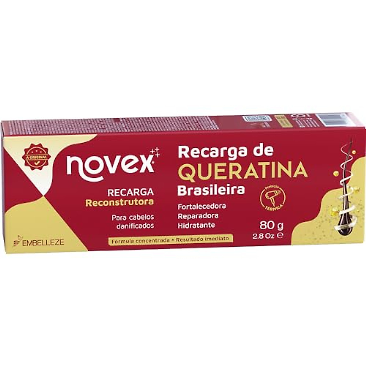 Novex Keratin Recharge Leave in Conditioner - Reconstructive Keratin, Frizz control & Damage Repair