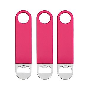 QLL 3 Pack 7" Heavy Duty Flat Bottle Opener, Pink