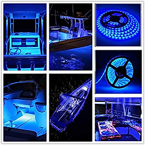 LED Boat Strip Lights, 32.8FT Marine Pontoon Led Lights, Waterproof Boat Interior Light, Under Gunnel Lights, Boat Deck Light, Night Fishing Lights, Good for Pontoon Bass Fishing Yacht Kayak (Blue)