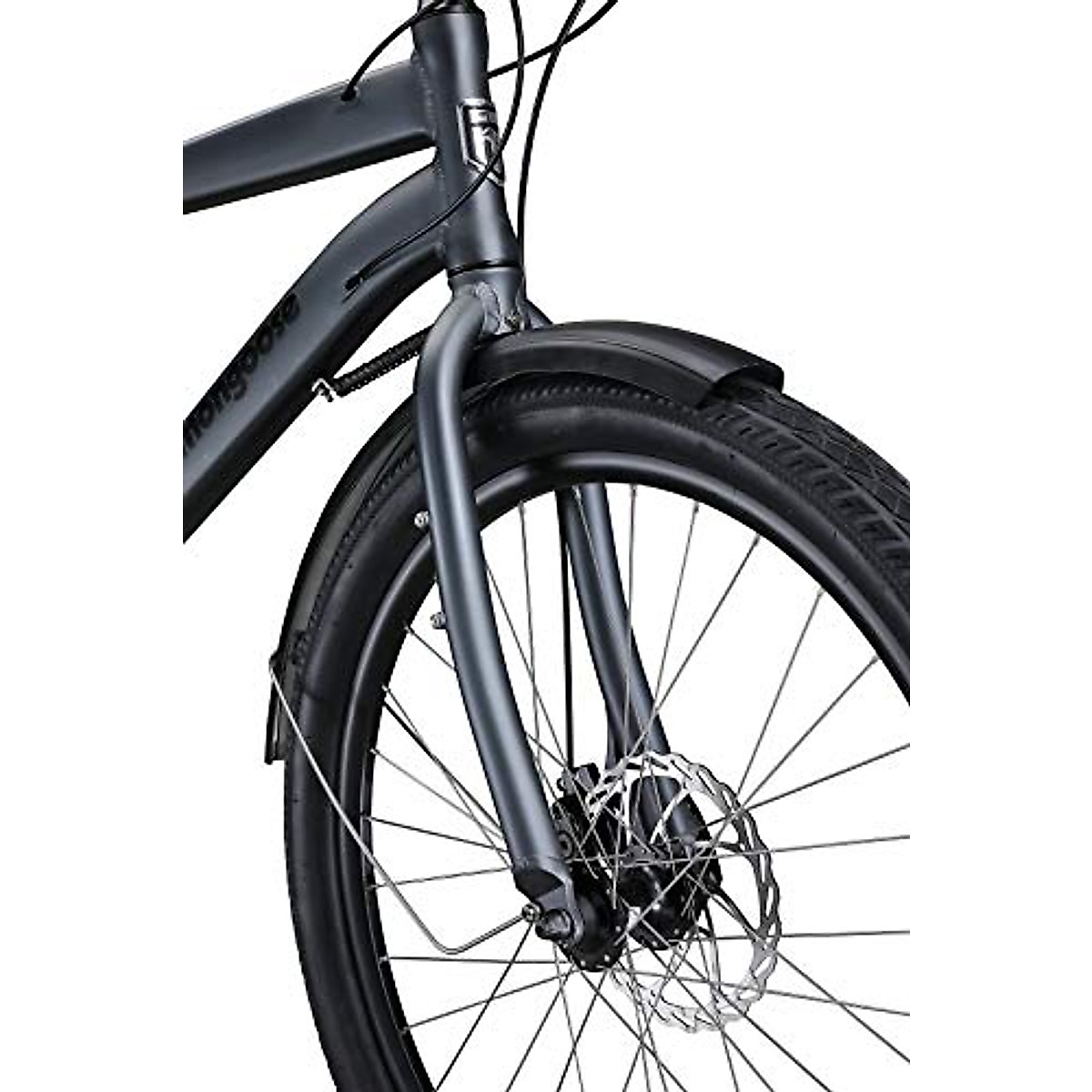 Mongoose Envoy Cargo Bike with 26-Inch Wheels in Grey, Small/Medium Frame, with 8-Speeds, Shimano Drivetrain, Aluminum Cargo Frame, Internal Cable Routing, Mechanical Disc Brakes, and Center Kickstand