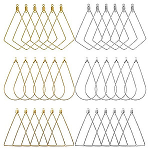 120Pcs Beading Hoop Earrings for Jewelry Making,Triangle Beading Earrings Hoop Bulk Jewelry Making Beading Supplies Teardrop Rhombus Geometric Earring Hoop for DIY Craft Earring Hoops(Gold K /White K)