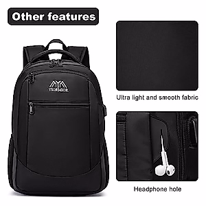 School Backpack Sports, Lightweight Travel Laptop Backpack Slim Waterproof Durable Bookbag with USB Charging Port College Computer Bag Gifts for Men & Women Fits 15.6 Inch Notebook Over 3 Years Old
