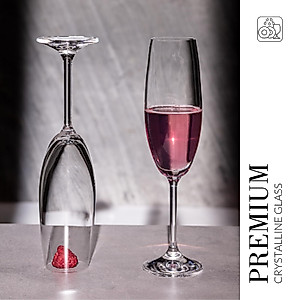 Krosno Crystal Champagne Flute Glasses | Set of 6 | 6.8 oz | Venezia Collection | Perfect for Home Restaurants and Parties | Dishwasher Safe | Gift Idea | Made in Europe
