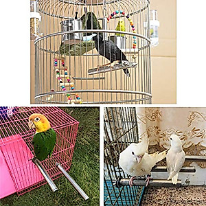 Bird Perch Stainless Steel Stand Parrot Rod Grinding Claws Trimming Beak Nails Grinding Stick Exercise Platform for Parakeet Cockatiel Conure African Grey Macaw Finch Bird Cage Accessories (XL)
