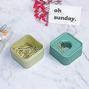 Mutibey 100 Pcs 1.1" Paper Clips in Avocado Green Magnetic Paperclips Holder Dispenser Bookmarks Office Supplies Cube Desk Organizer