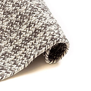 Super Area Rugs Cantebury Handmade Farmhouse Indoor/Outdoor Braided Rug Charcoal, Gray, Light Gray, White 4' x 6' Oval