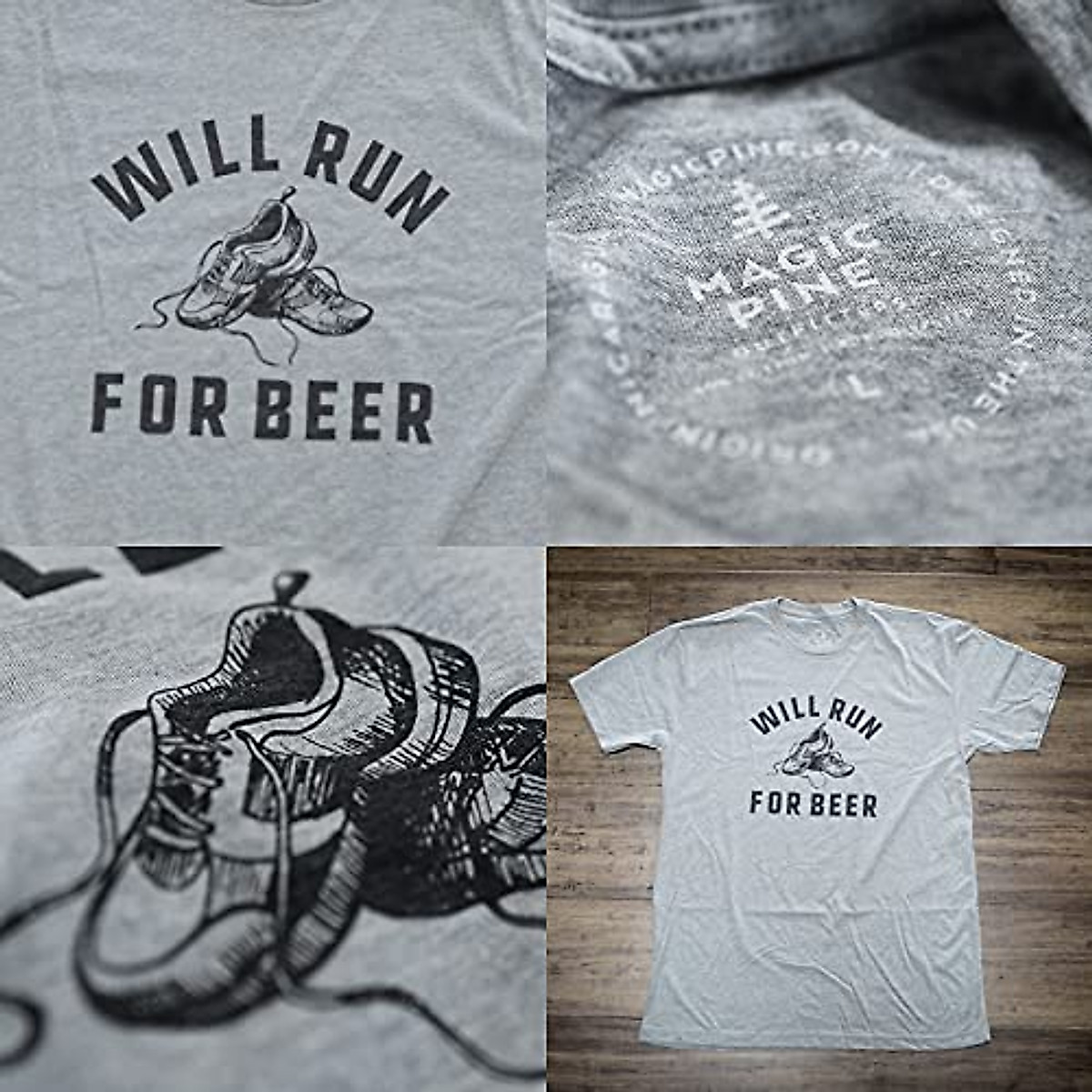 Magic Pine Will Run for Beer Funny Novelty Graphic T-Shirt for Runners