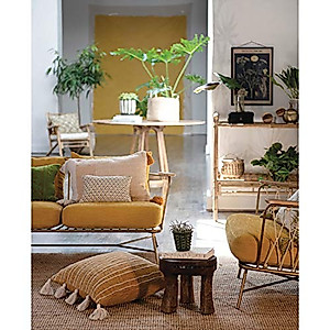 Creative Co-Op Cotton Velvet Lumbar Embroidery, Green Pillow