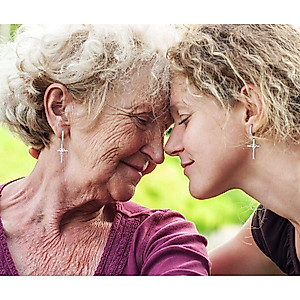 925 Sterling Silver Earrings for Women Heart Earrings Dangle Earrings Cross Jewelry for Festival, Vacation or Holiday by AmorAime (D-04-April)