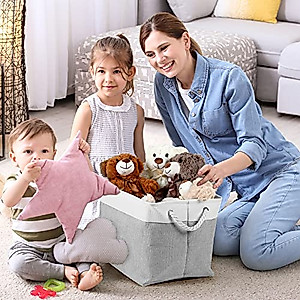 8 Pack Fabric Storage Baskets for Shelves Collapsible Storage Bins Decorative Baskets Empty Gift Foldable Cloth Baskets with Handles for Organizing Home Closet Towels Clothes, 2 Sizes (White, Gray)
