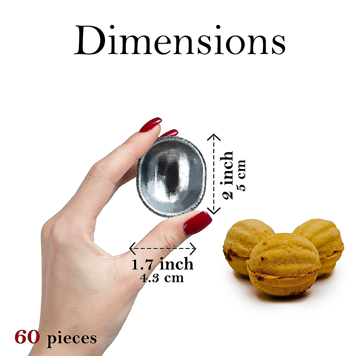 BIOL Lot 60 Oreshki Mold Oven Cookies Maker Oreshnitsa - Cookie Mold Oreshek Cake - Nut Cookie Shaped Molds - Mini Metal Mold Form Nuts for Sweet Russian Nuts Oreshki Molding for Baking