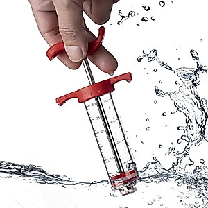 JY COOKMENT Meat Injector Syringe, 1-oz Marinade Flavor Injector with 2 Professional Needles,1 Cleaning Brushes